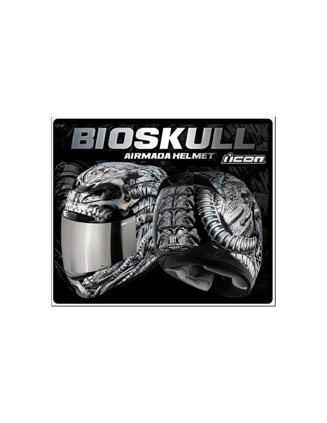 CASCO ICON BIOSKULL CHROME ICON ALIEN PREDATOR CASCO PREDATOR